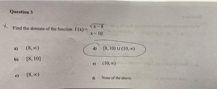 Solved Question 3 * Find the domain of the function f(x) | Chegg.com