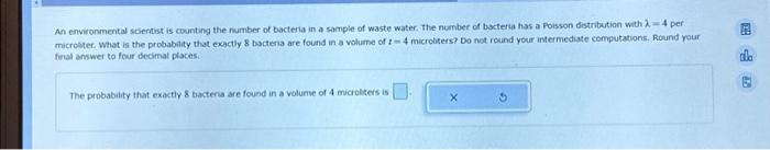 Solved An environmental scientist is counting the number of | Chegg.com