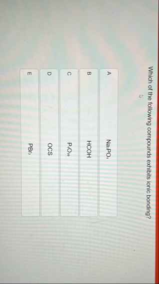 Solved Which of the following compounds exhibits ionic | Chegg.com