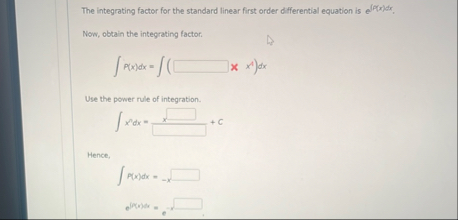 The integrating factor for the standard linear first | Chegg.com