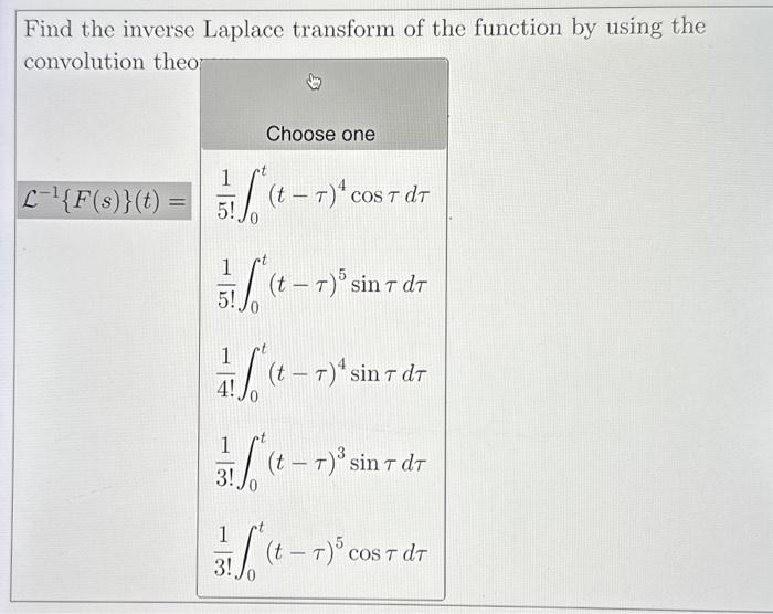 Solved Find the inverse Laplace transform of the function by | Chegg.com