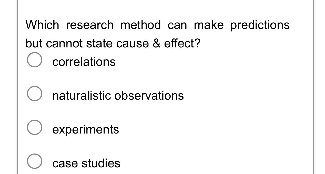Solved Which research method can make predictions but cannot | Chegg.com