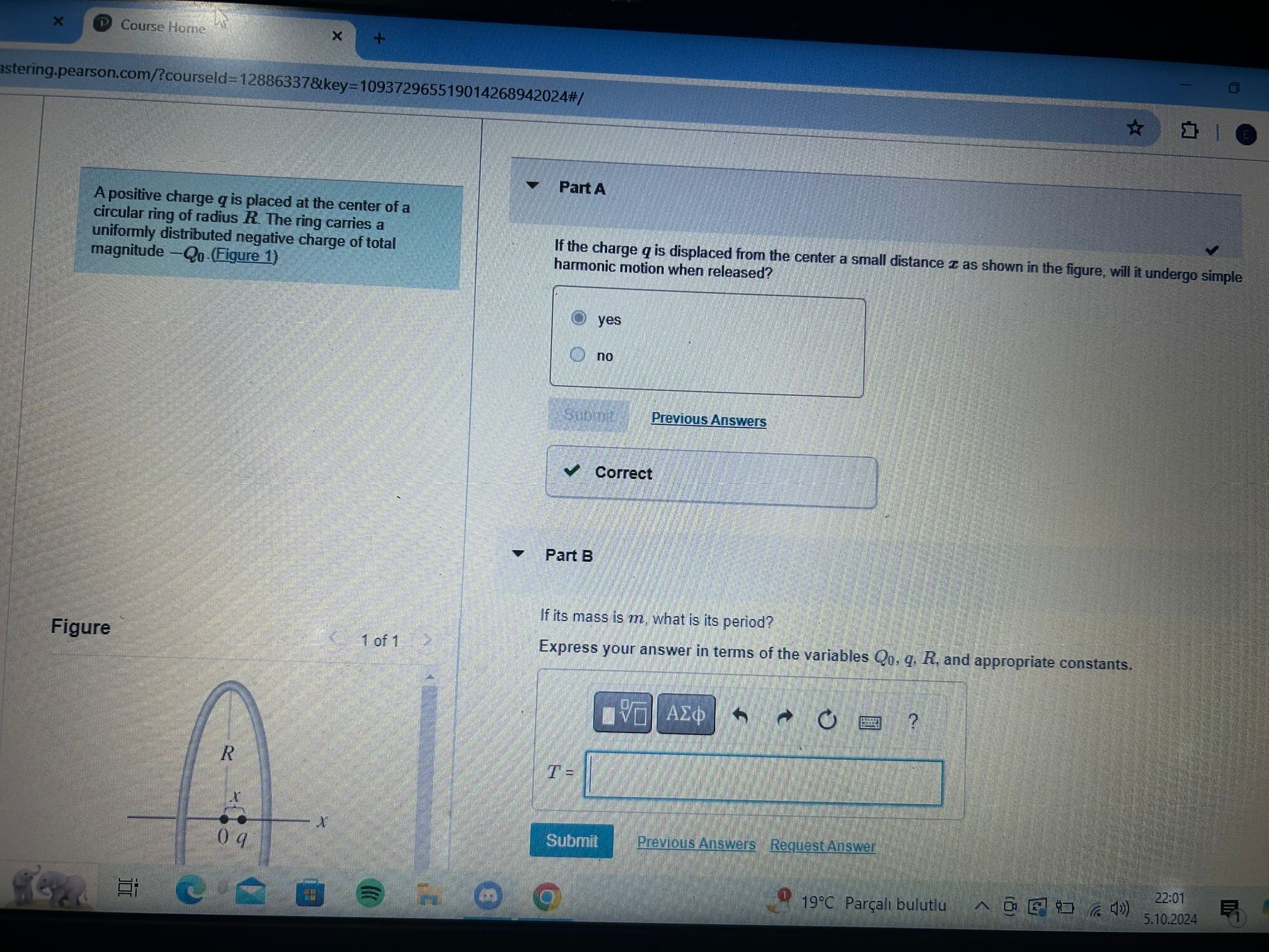 Solved A positive charge q ﻿is placed at the center of | Chegg.com