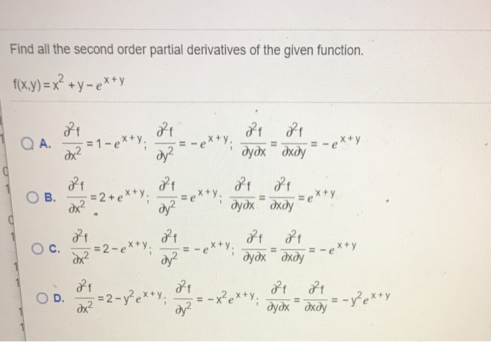 Solved Find all the second order partial derivatives of the | Chegg.com