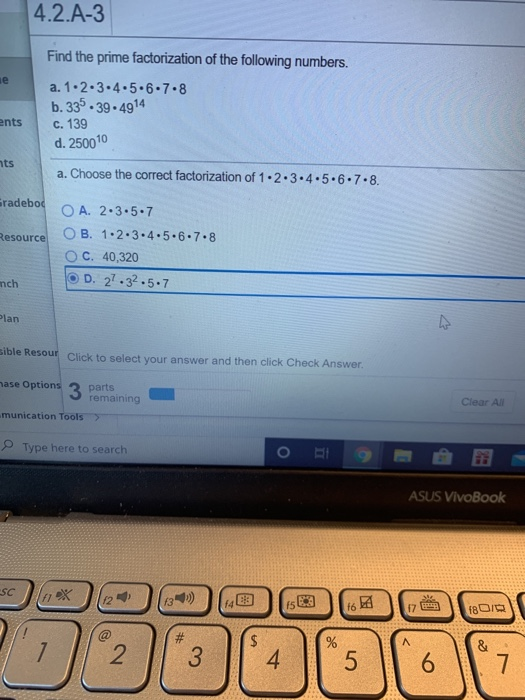 Solved 4.2.A-3 Find the prime factorization of the following | Chegg.com