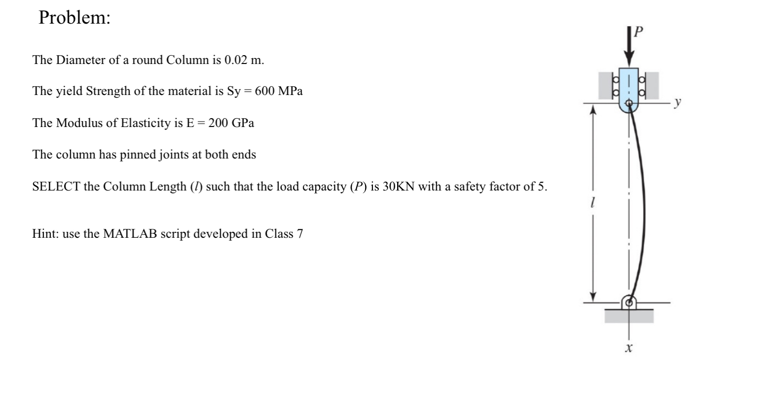 Solved Problem:The Diameter of a round Column is 0.02m.The | Chegg.com