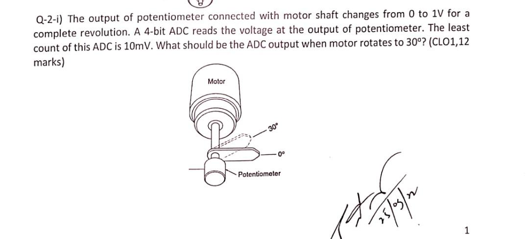 Solved Q-2-i) The output of potentiometer connected with | Chegg.com
