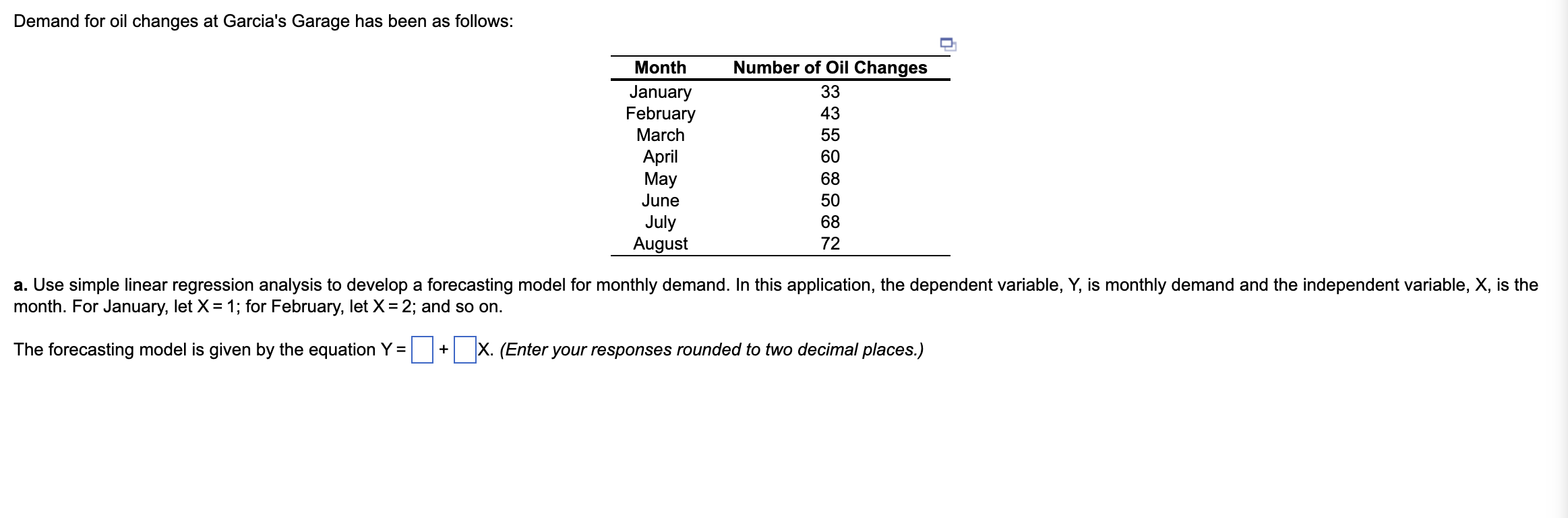 Solved Demand for oil changes at Garcia's Garage has been as | Chegg.com