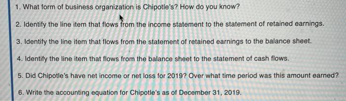 Solved 1. What form of business organization is Chipotle's? | Chegg.com