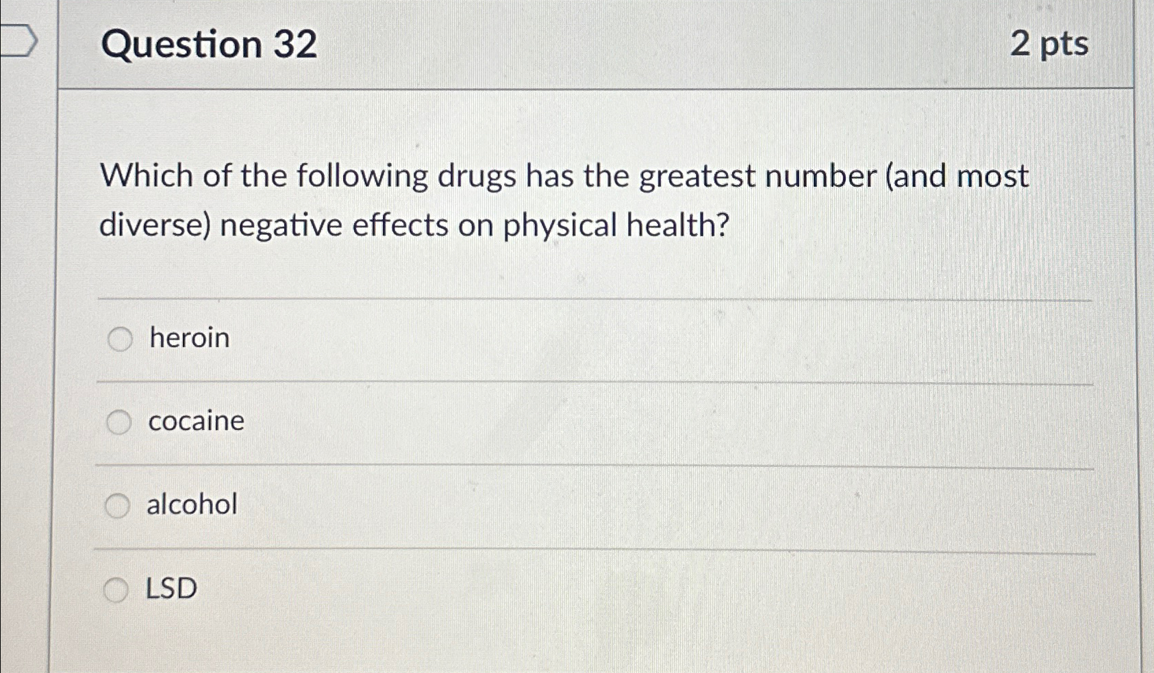 Solved Question 322 ﻿ptsWhich of the following drugs has the | Chegg.com