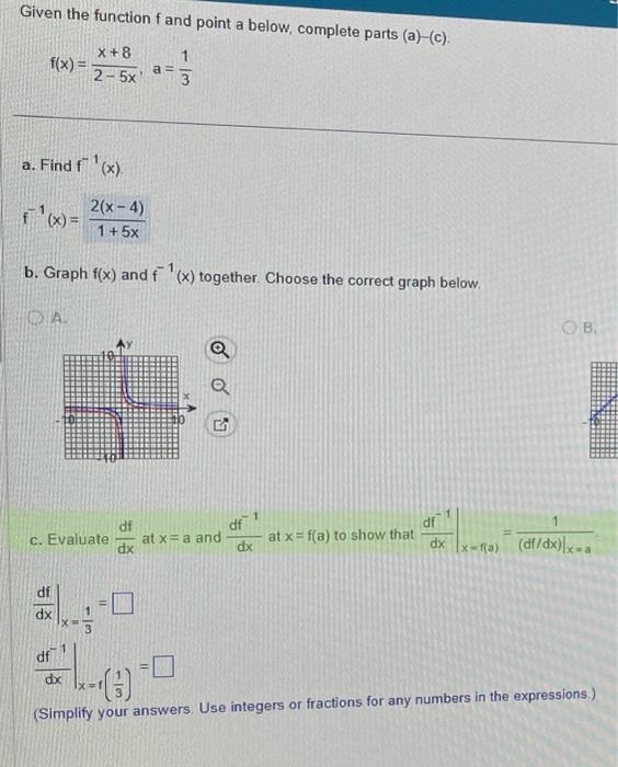 Solved Given the function f and point a below, complete | Chegg.com