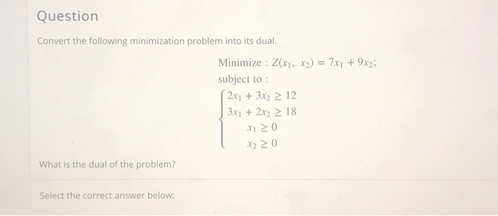 Solved Question Convert the following minimization problem | Chegg.com