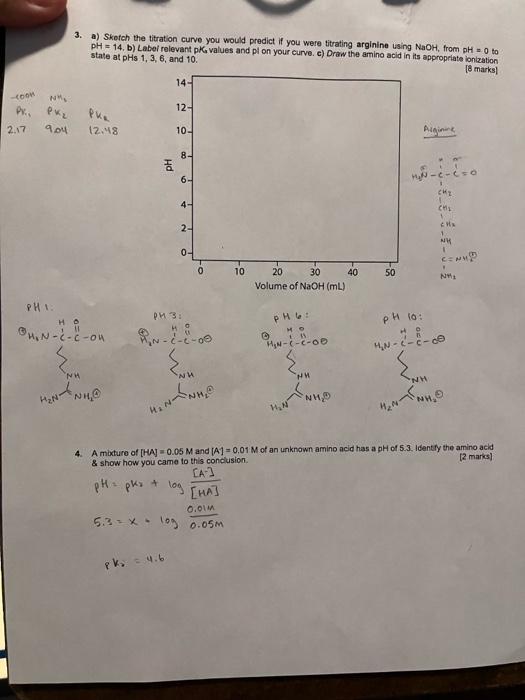 Solved 3. a) Sketch the titration curve you would predict if | Chegg.com
