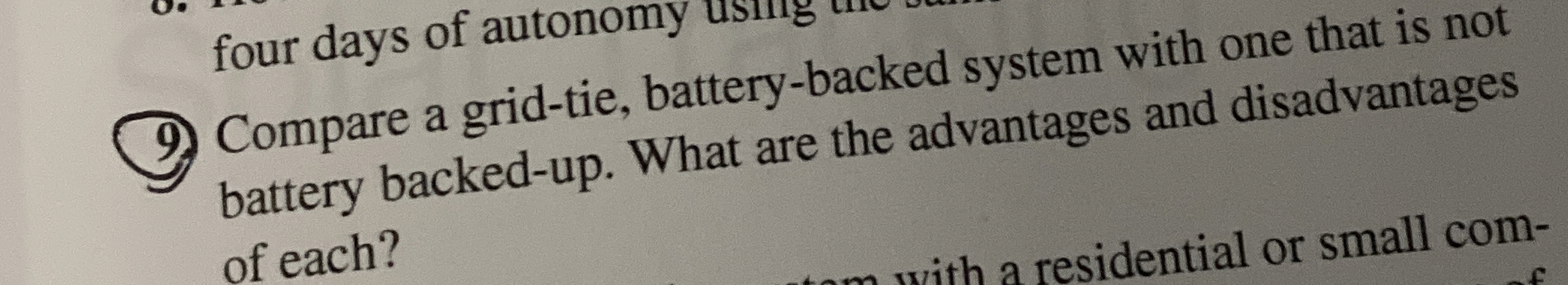 Solved four days of autonomy ustlyCompare a grid-tie, | Chegg.com