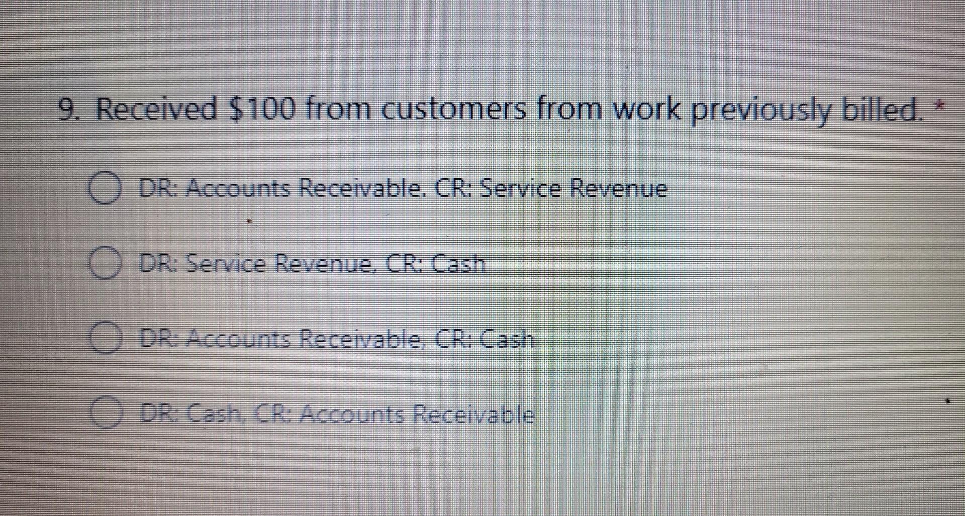 Solved 9. Received $100 from customers from work previously | Chegg.com