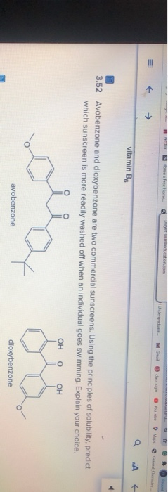 Solved Free calon YouTube 9 Me WA vitamin B6 3.52 Avobenzone | Chegg.com