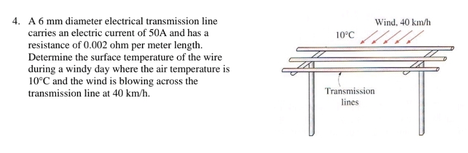 Solved A 6 ﻿mm diameter electrical transmission line carries | Chegg.com