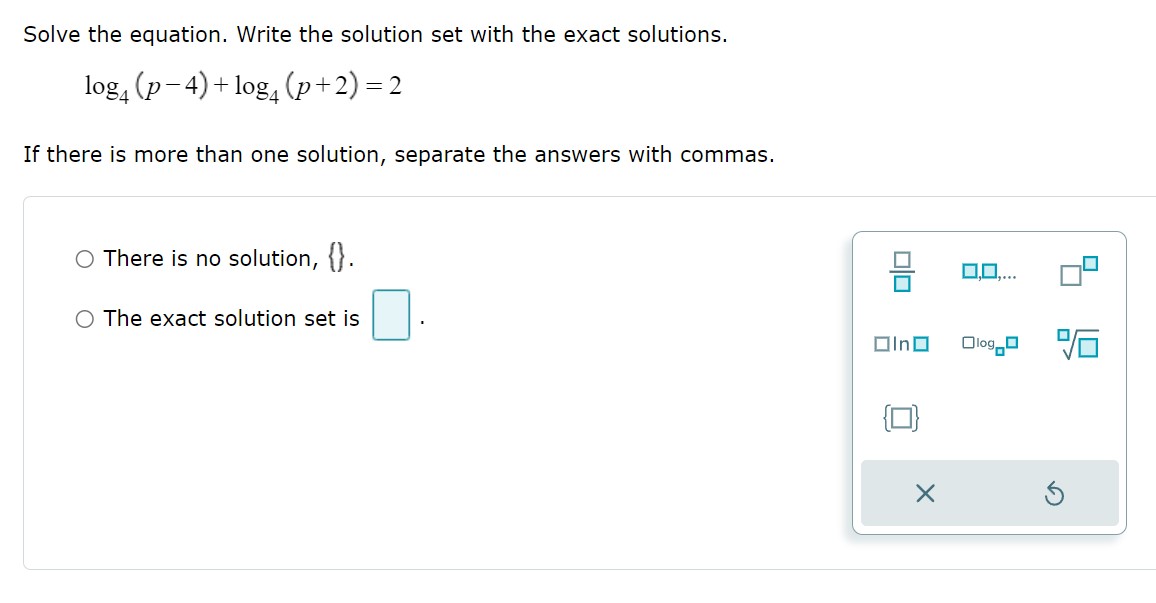 Solved Solve the equation. Write the solution set with the | Chegg.com