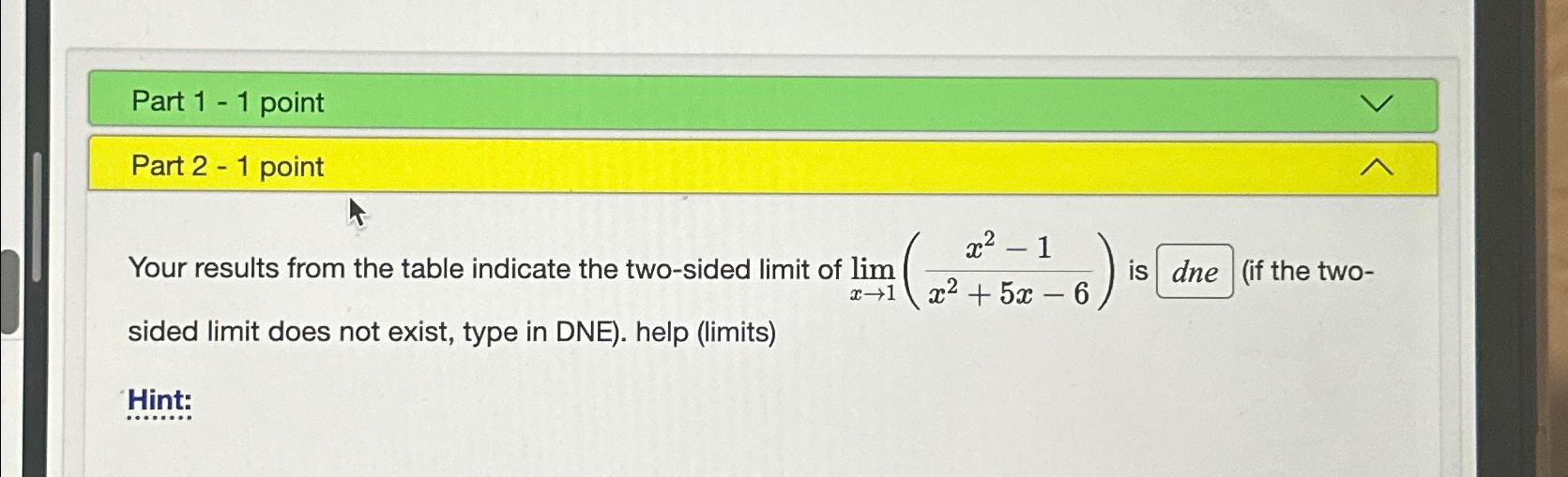 Solved Part 1 - 1 ﻿pointPart 2 - 1 ﻿pointYour results from | Chegg.com