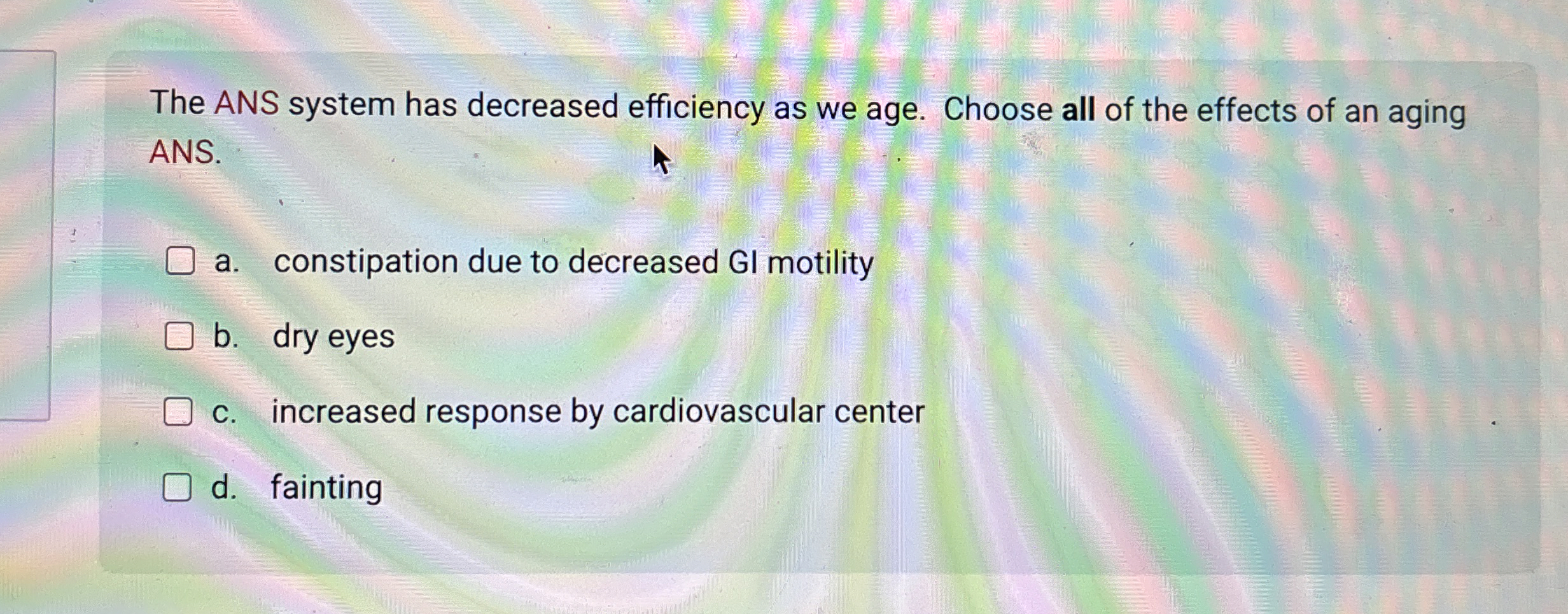 Solved Find f.f(x)=The ANS system has decreased efficiency | Chegg.com