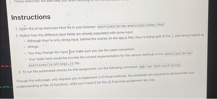 Solved 1. Open the array exercises html file in your | Chegg.com