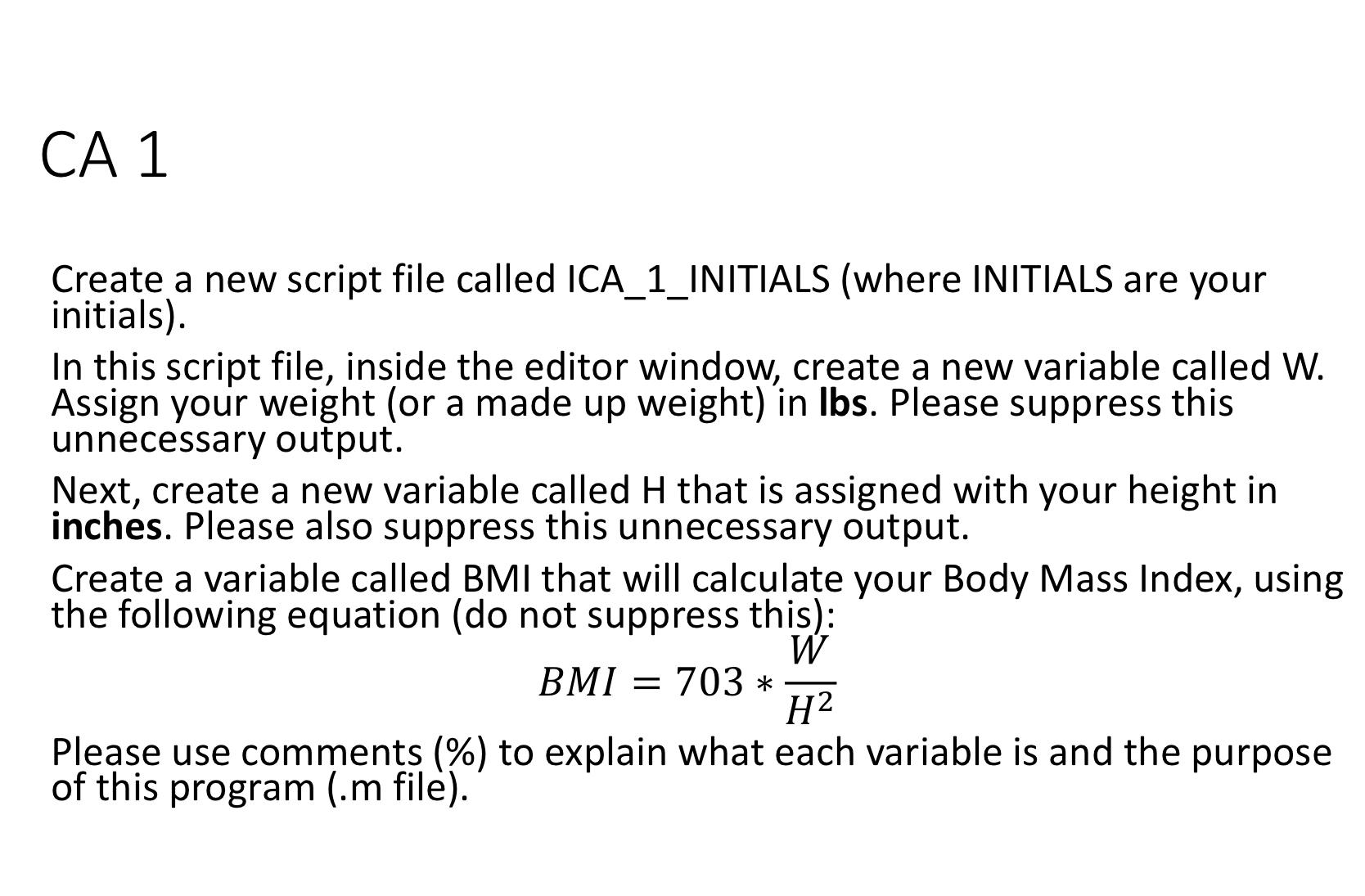 Solved CA 1Create a new script file called ICA_1_INITIALS | Chegg.com