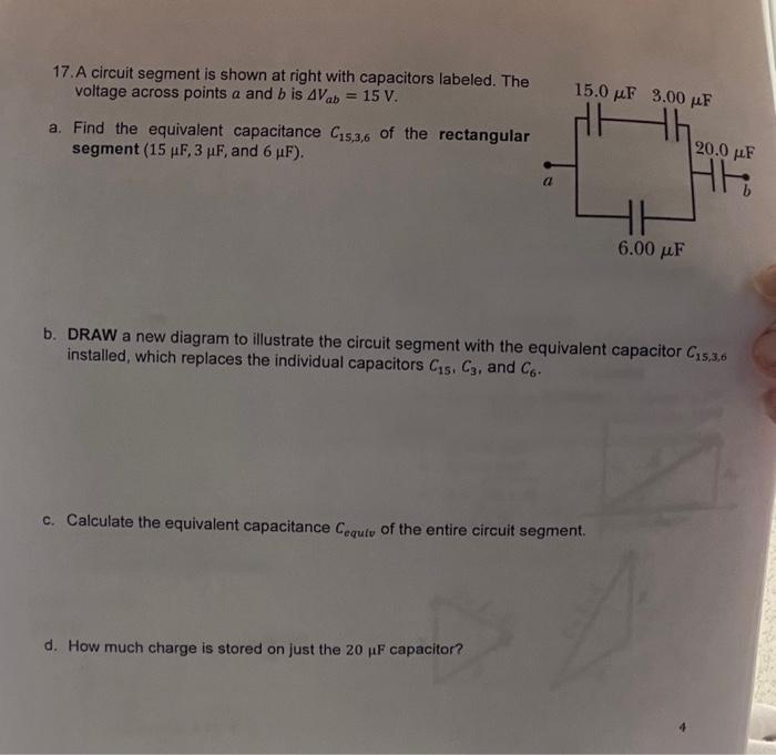Solved 17. A circuit segment is shown at right with | Chegg.com