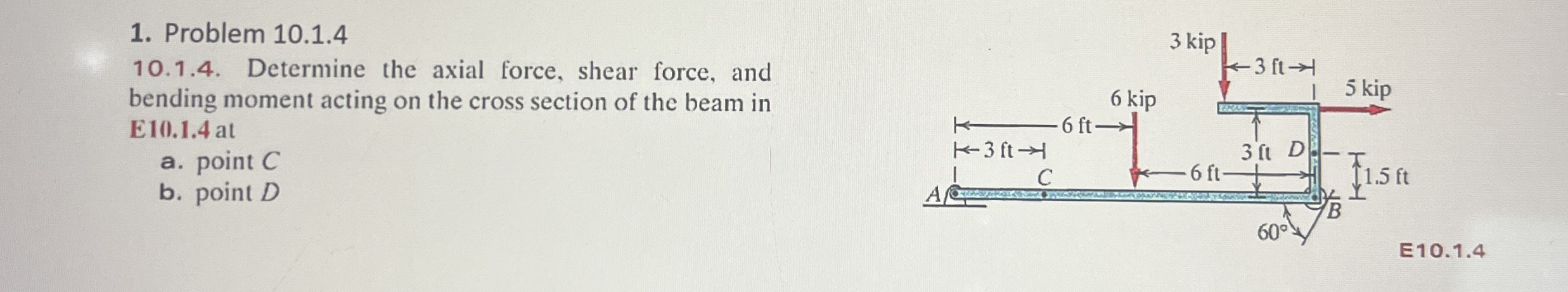 Solved Problem 10.1 .410.1.4. ﻿Determine the axial force, | Chegg.com