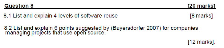Solved List and explain 4 ﻿levels of software reuse. | Chegg.com