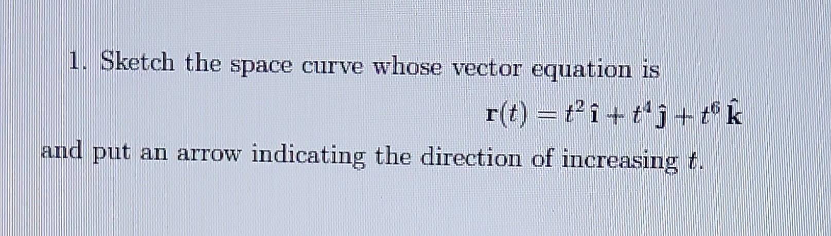 Solved 1. Sketch the space curve whose vector equation is | Chegg.com