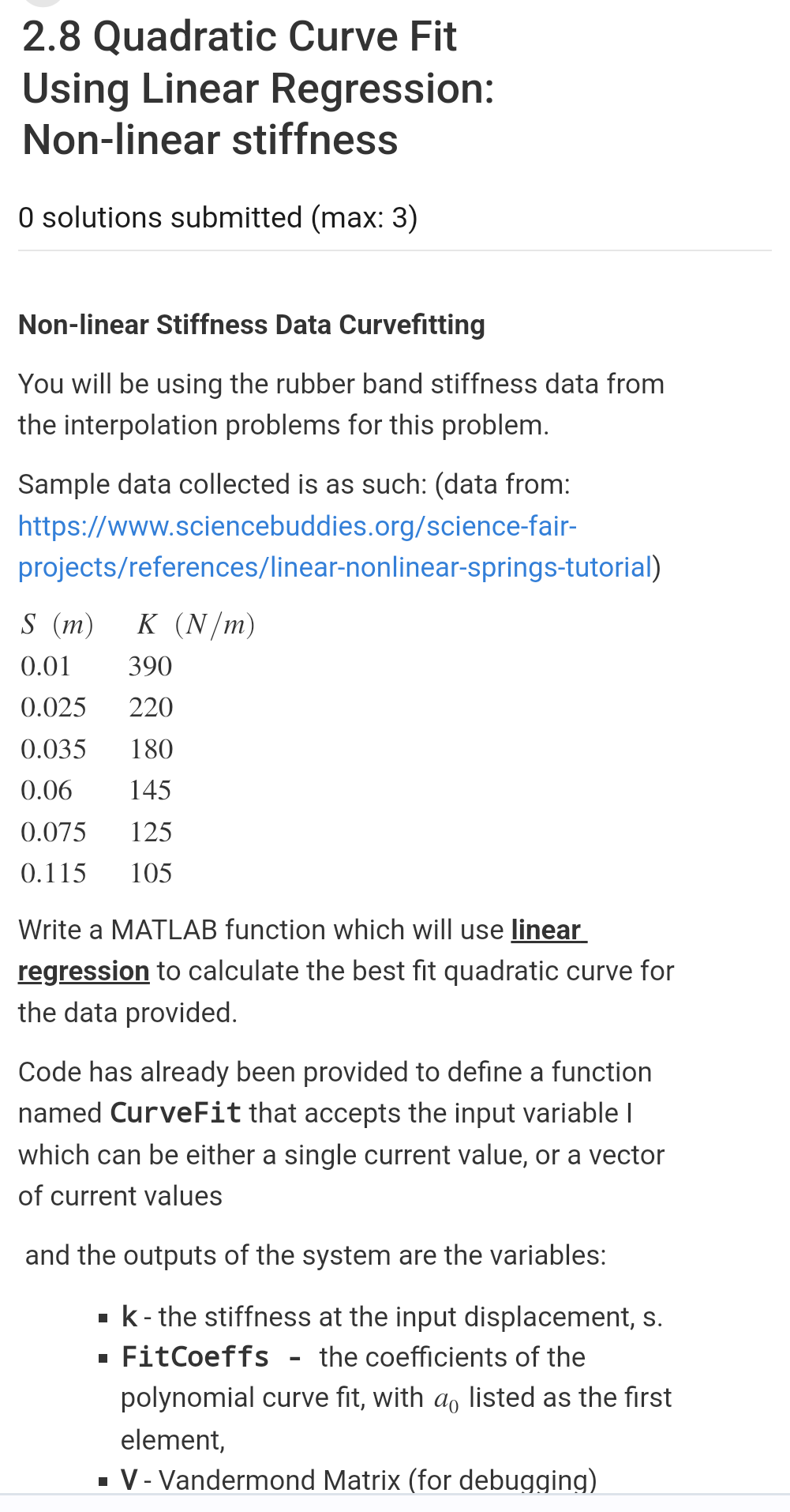2.8 Quadratic Curve Fit Using Linear Regression: | Chegg.com