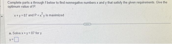 Solved Complete parts a through f below to find nonnegative | Chegg.com