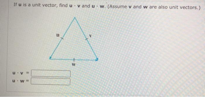 Solved If u is a unit vector, find u v and u. w. (Assume v | Chegg.com