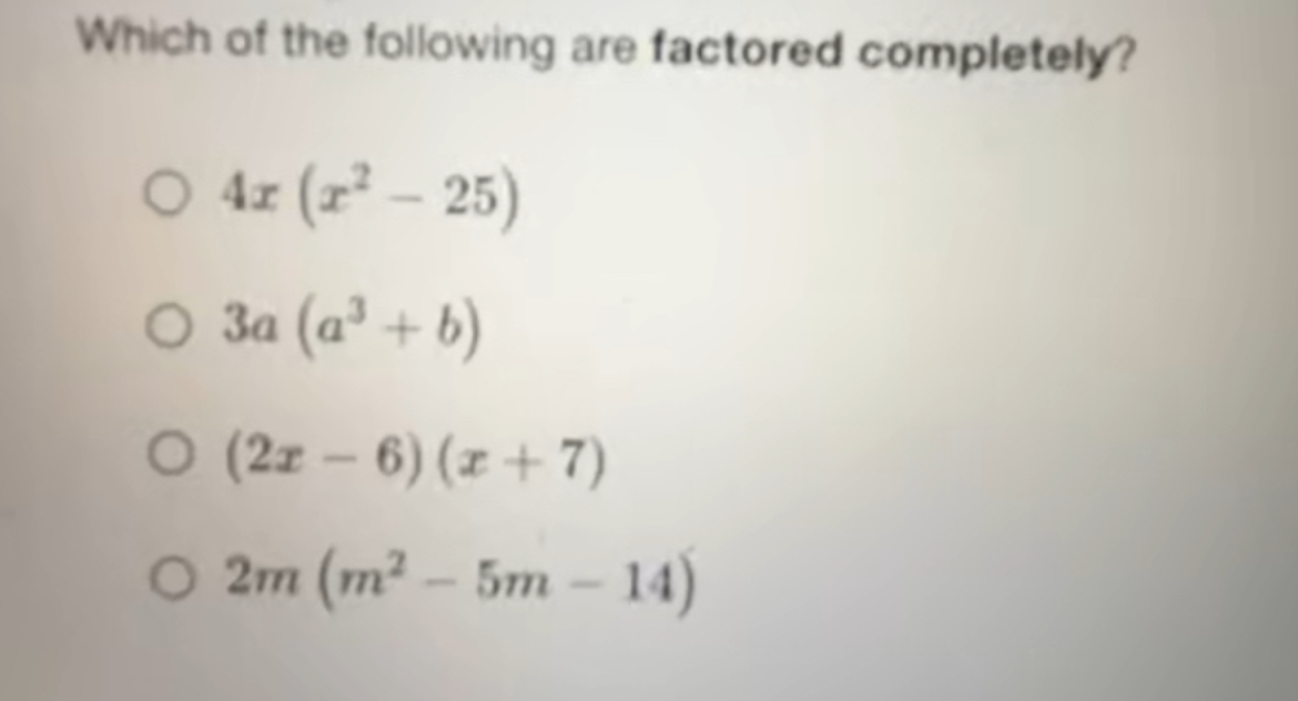 Solved Which of the following are factored | Chegg.com