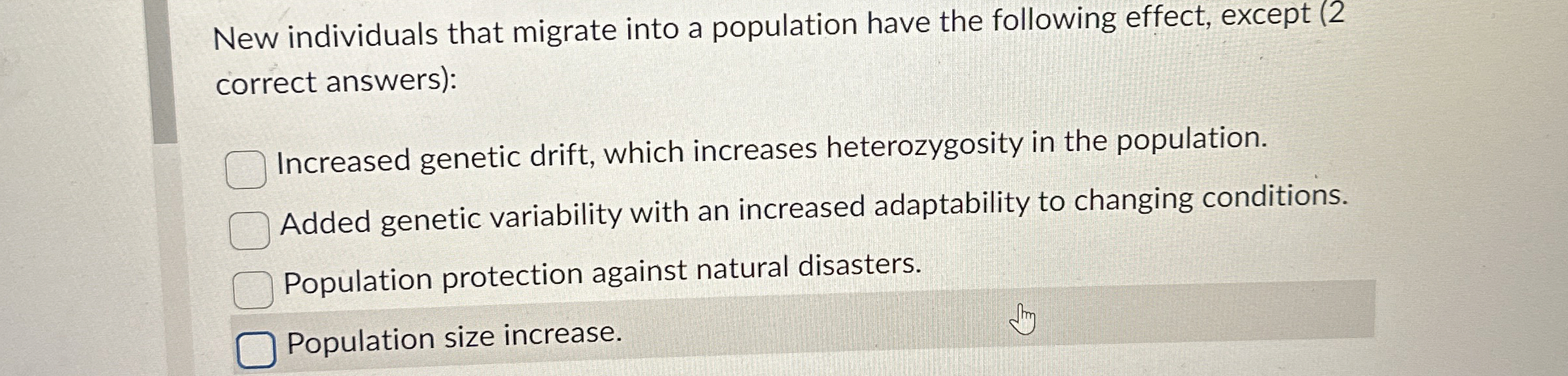 Solved New individuals that migrate into a population have | Chegg.com
