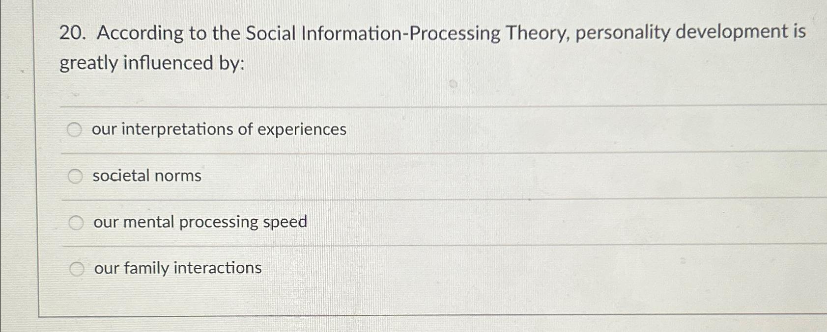 Solved According to the Social Information-Processing | Chegg.com