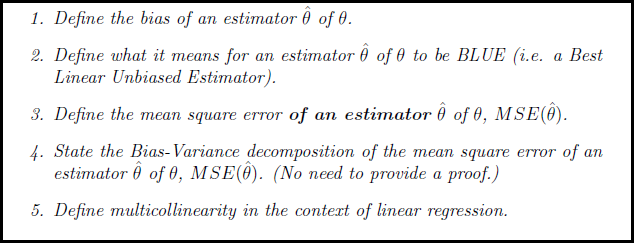 Solved Define the bias of an estimator hat(θ) ﻿of θ.Define | Chegg.com