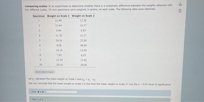 Solved Comparing scales: In an experiment to determine | Chegg.com