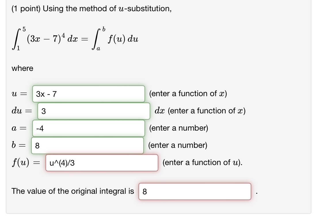 Solved (1 ﻿point) ﻿Using the method of | Chegg.com
