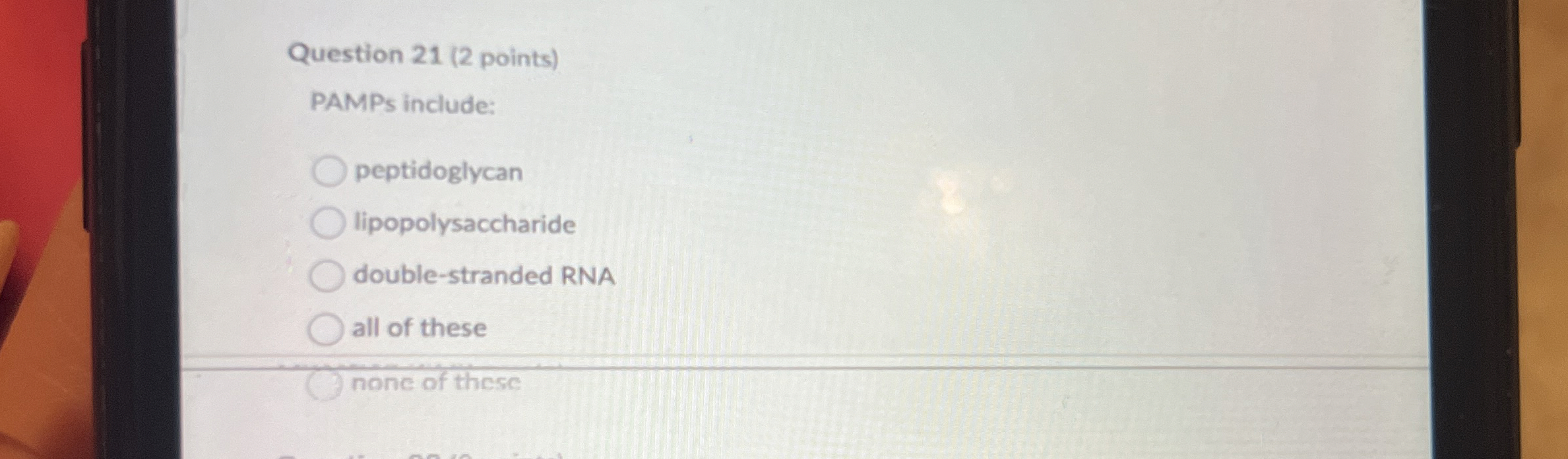 Solved Question 21 (2 ﻿points)PAMPs | Chegg.com