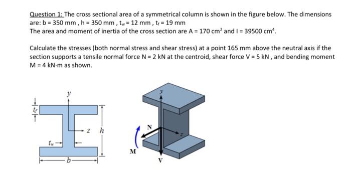 Solved Question 1: The cross sectional area of a symmetrical | Chegg.com