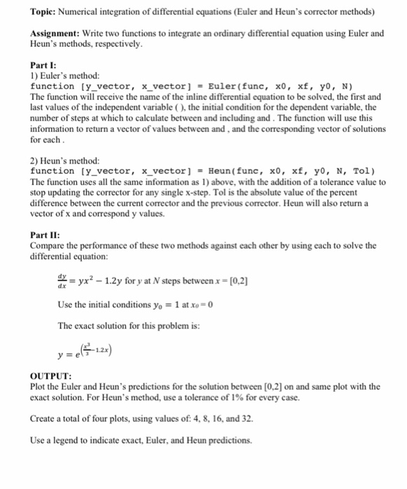 Solved Topic: Numerical integration of differential | Chegg.com