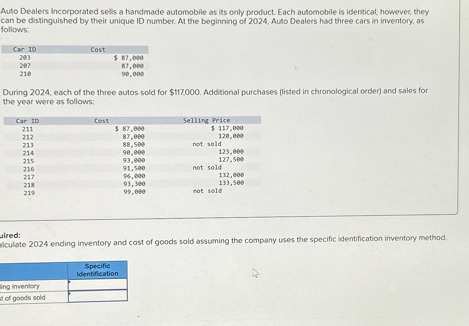 Solved Auto Dealers Incorporated sells a handmade automobile | Chegg.com