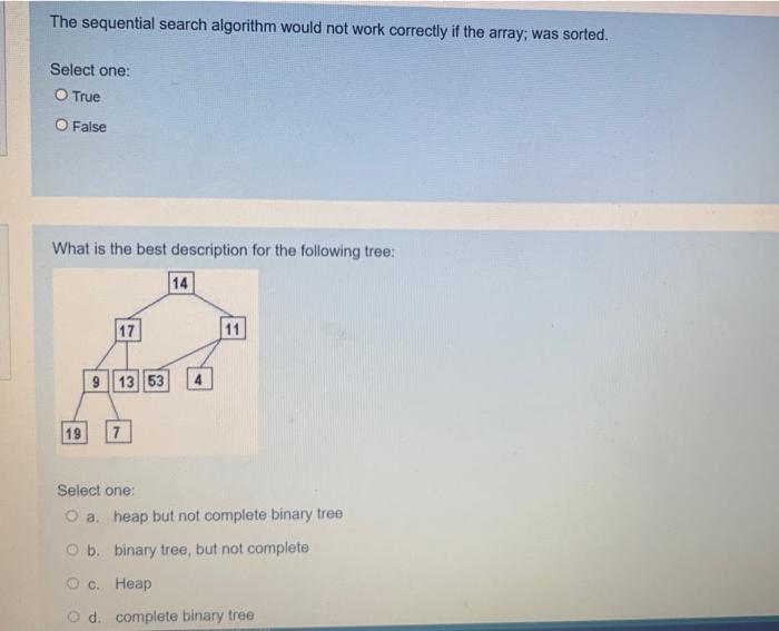 Solved The sequential search algorithm would not work | Chegg.com