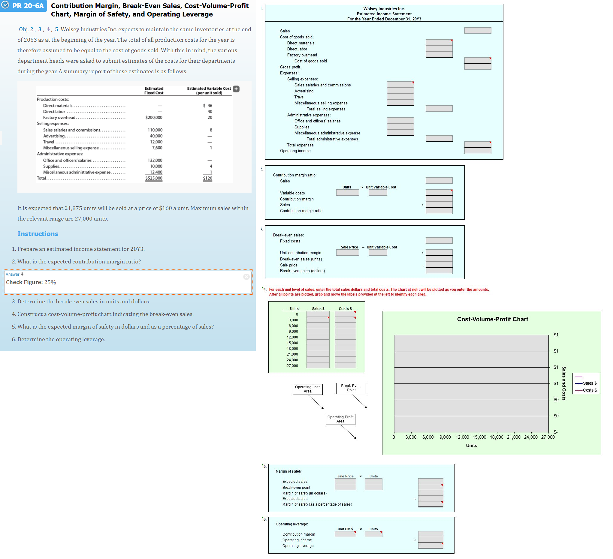 Solved PR20-6A ﻿!.Contribution margin ratio:SalesUnits× | Chegg.com