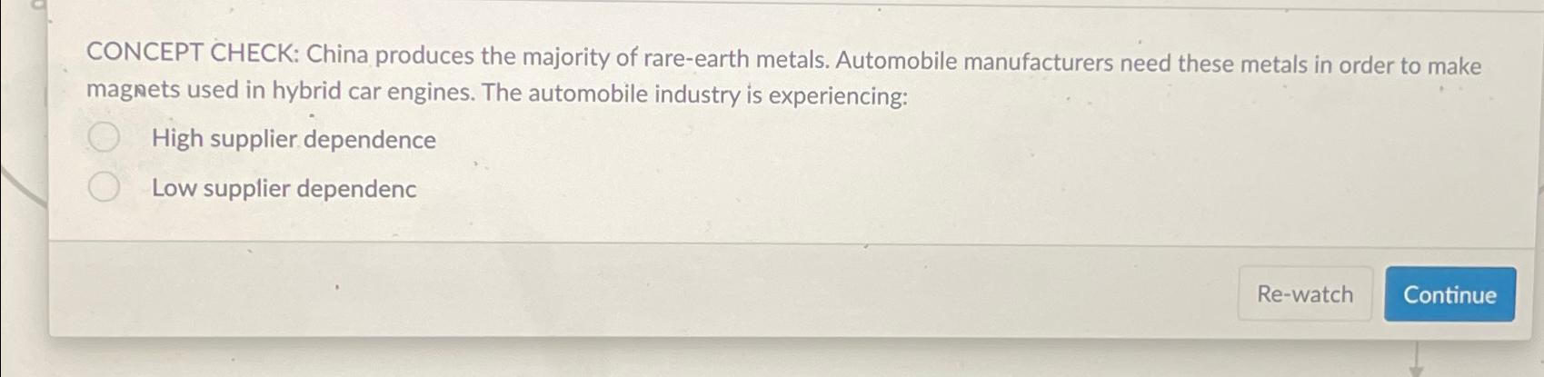 Solved CONCEPT CHECK: China produces the majority of | Chegg.com