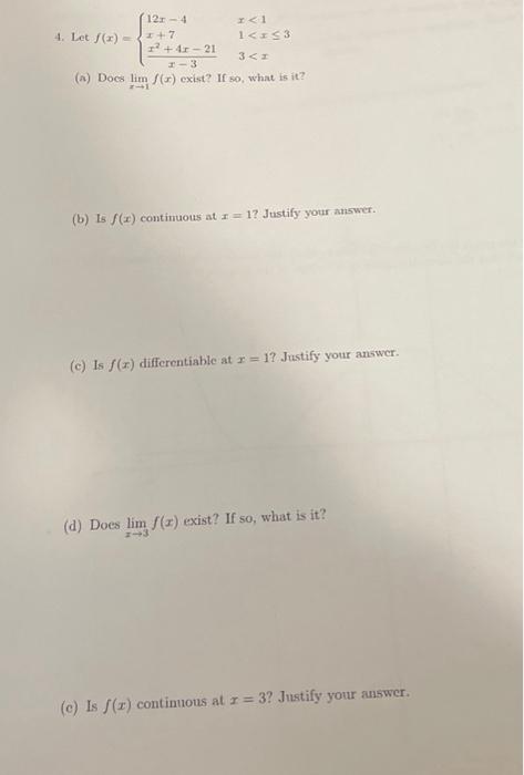 Solved 12x - 4 x + 7 x² + 4x - 21 3