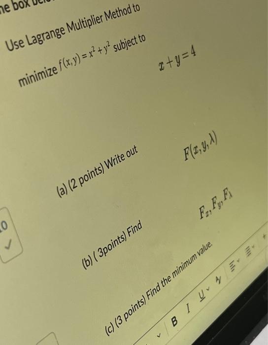 Solved Use Lagrange Muttiplier Method to minimize | Chegg.com