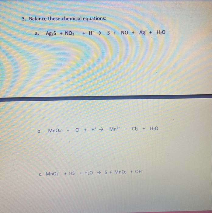 Solved 3. Balance these chemical equations: a. Ag2S + NO3 + | Chegg.com