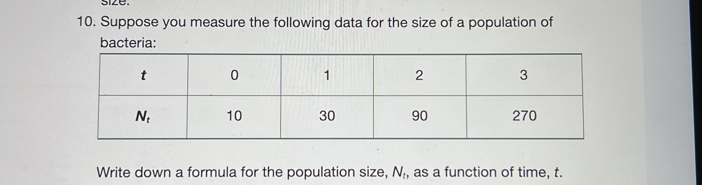 Solved Suppose you measure the following data for the size | Chegg.com